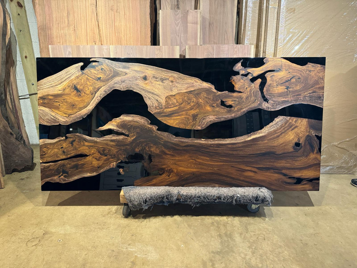 Live Edge Dining Table Top Ironwood, Black Epoxy | Epoxy River Table ...