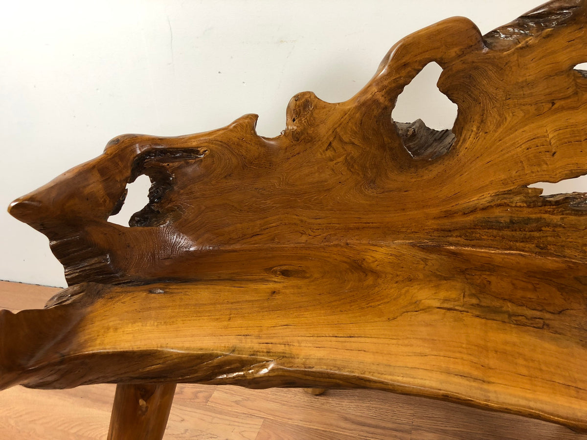 Teak root wood bench freeform live edge – R-Home Furniture