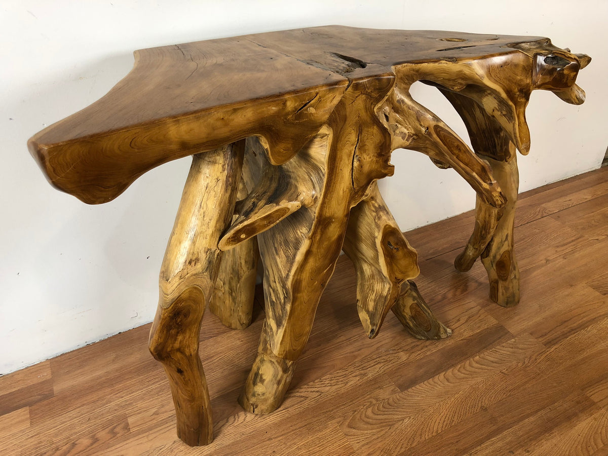 teak root wood console hallway table – R-Home Furniture