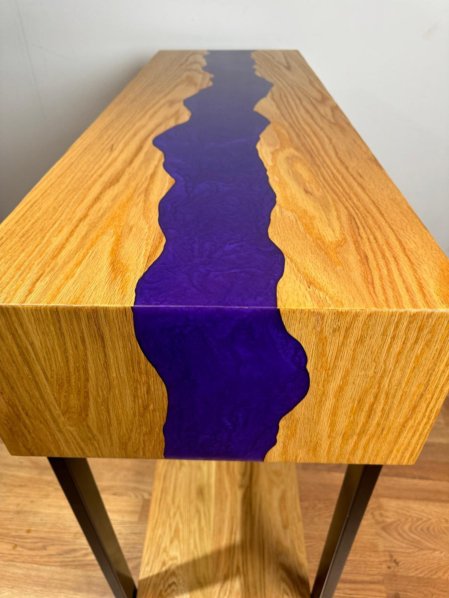 Solid wood epoxy resin river console table – R-Home Furniture
