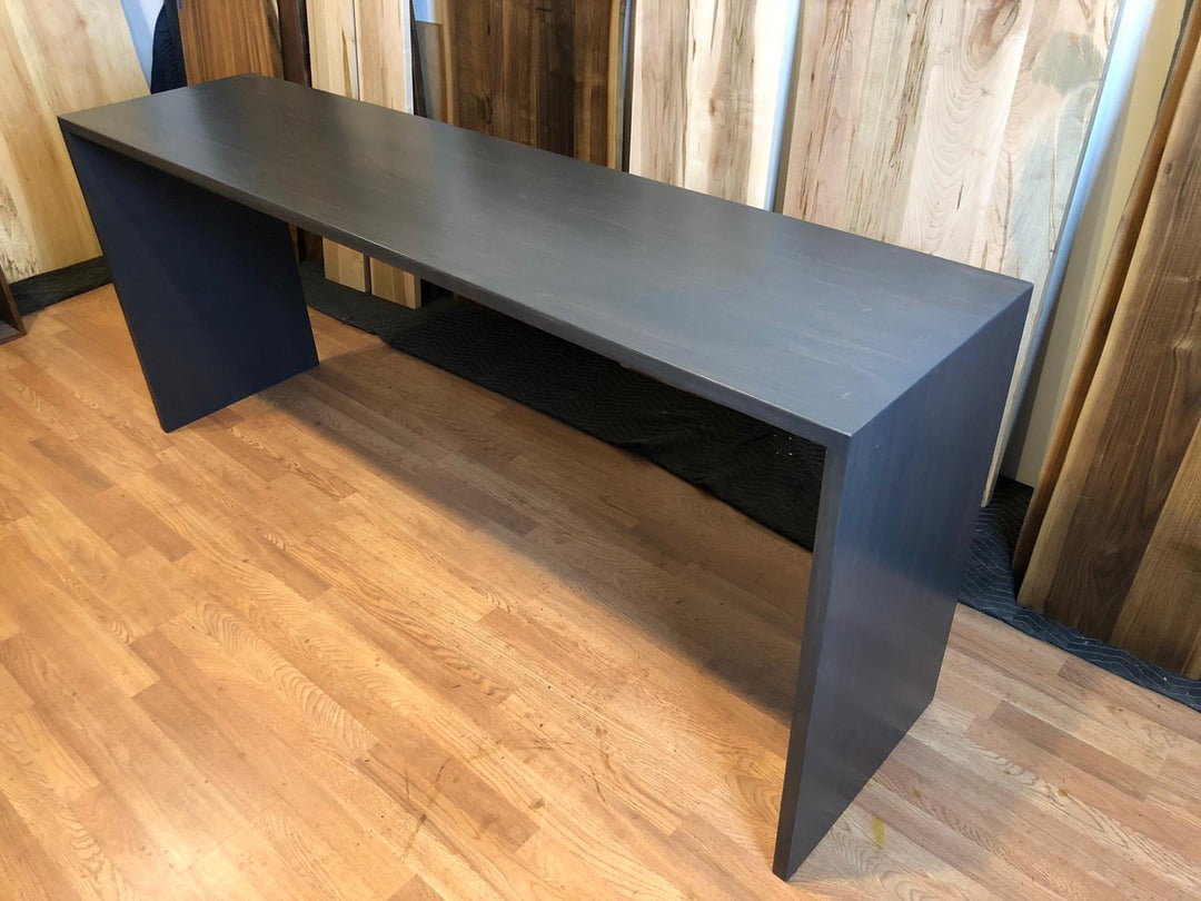 Custom waterfall counter height table maple wood in graphite (dark gra ...