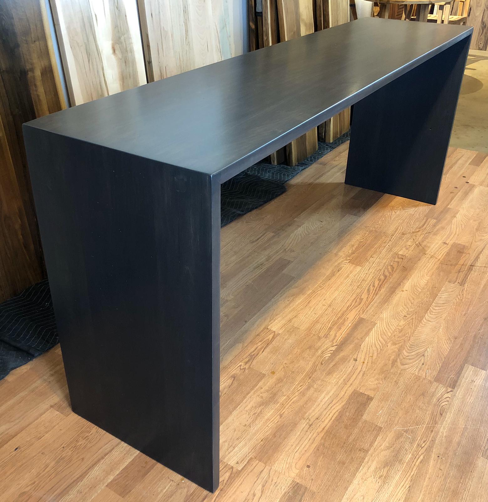 Custom waterfall counter height table maple wood in graphite (dark gra ...