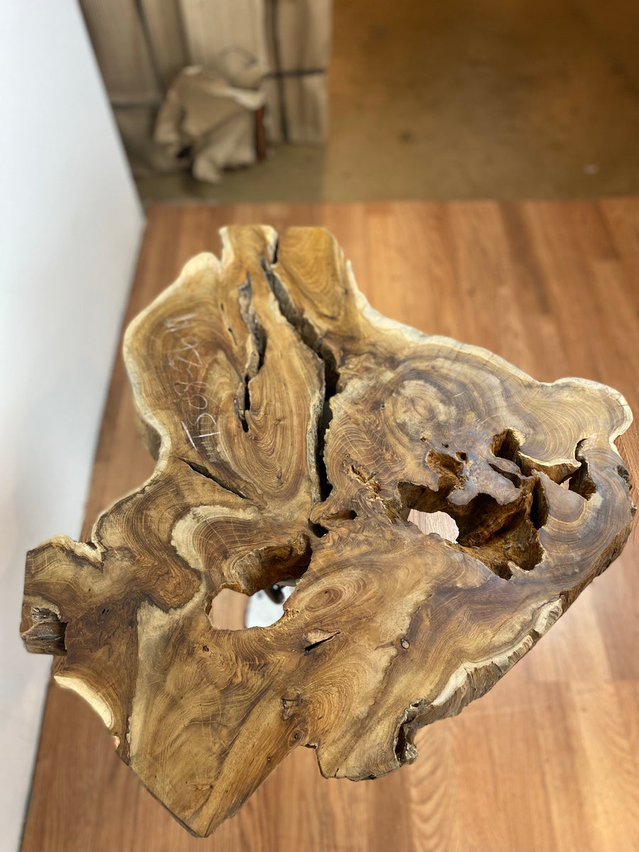 TS08 Live edge free form teak root wood slab 26" x 24" – R-Home Furniture