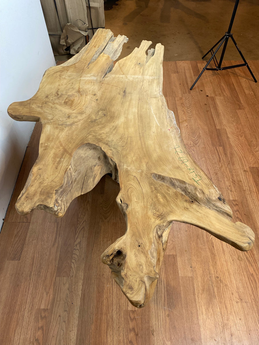 Custom Teak Root Wood Slab Dining Table Top – Natural Live Edge Finish ...
